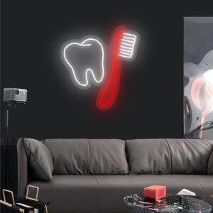 Neon Gift for Dentist, Neon Sign Toothbrush and Teeth, Neon Light Teeth ...