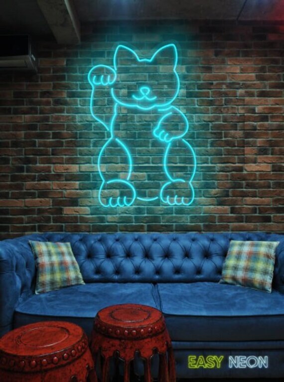 Maneki Neko Neon Sign Cat Neon Sign Lucky Cat Neon Sign | Etsy