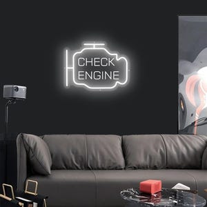 Check Engine Neon Sign – LED Car Garage Wall Light, Auto Repair Shop ...
