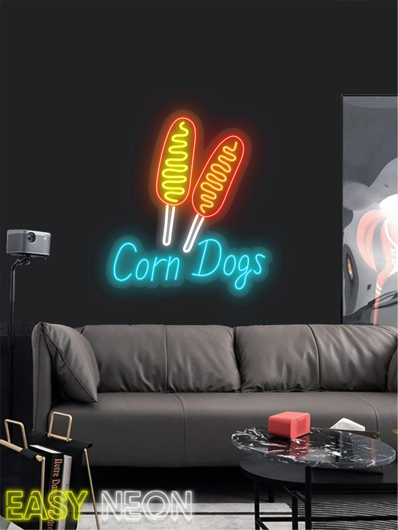 Corn Dogs Neon Sign LED Wall Light | Fast Food Neon Wall Art for Diner ...