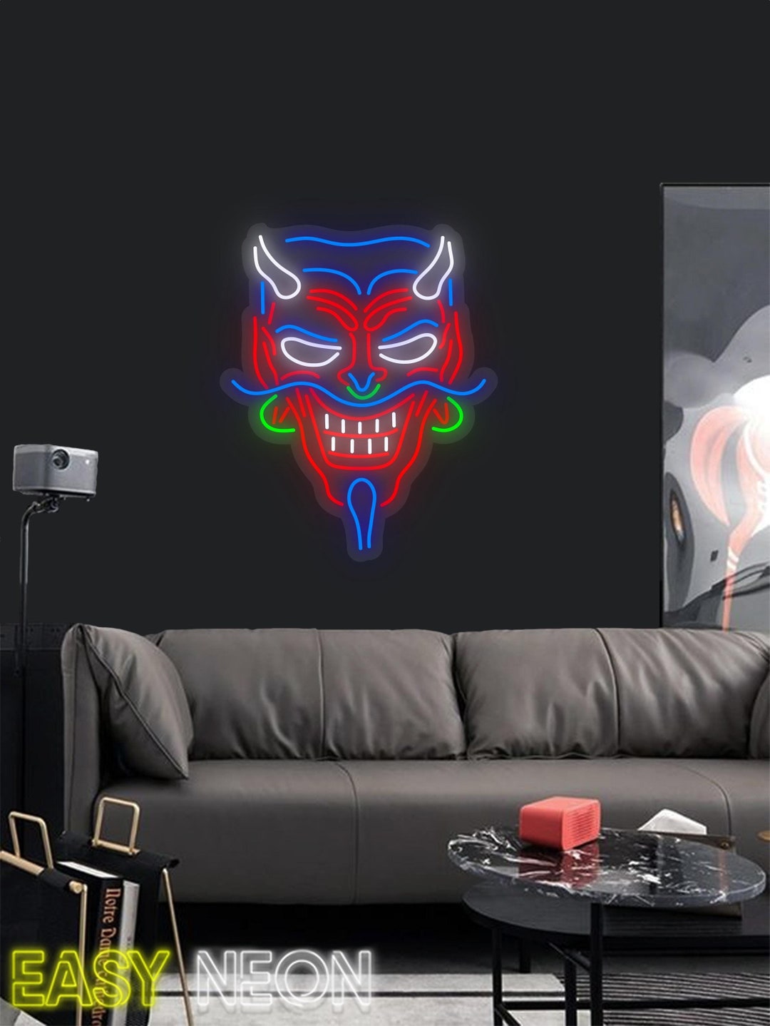 Neon Sign , Ghost Face Neon Sign, LED Devil Sign, Evil Neon Light ...