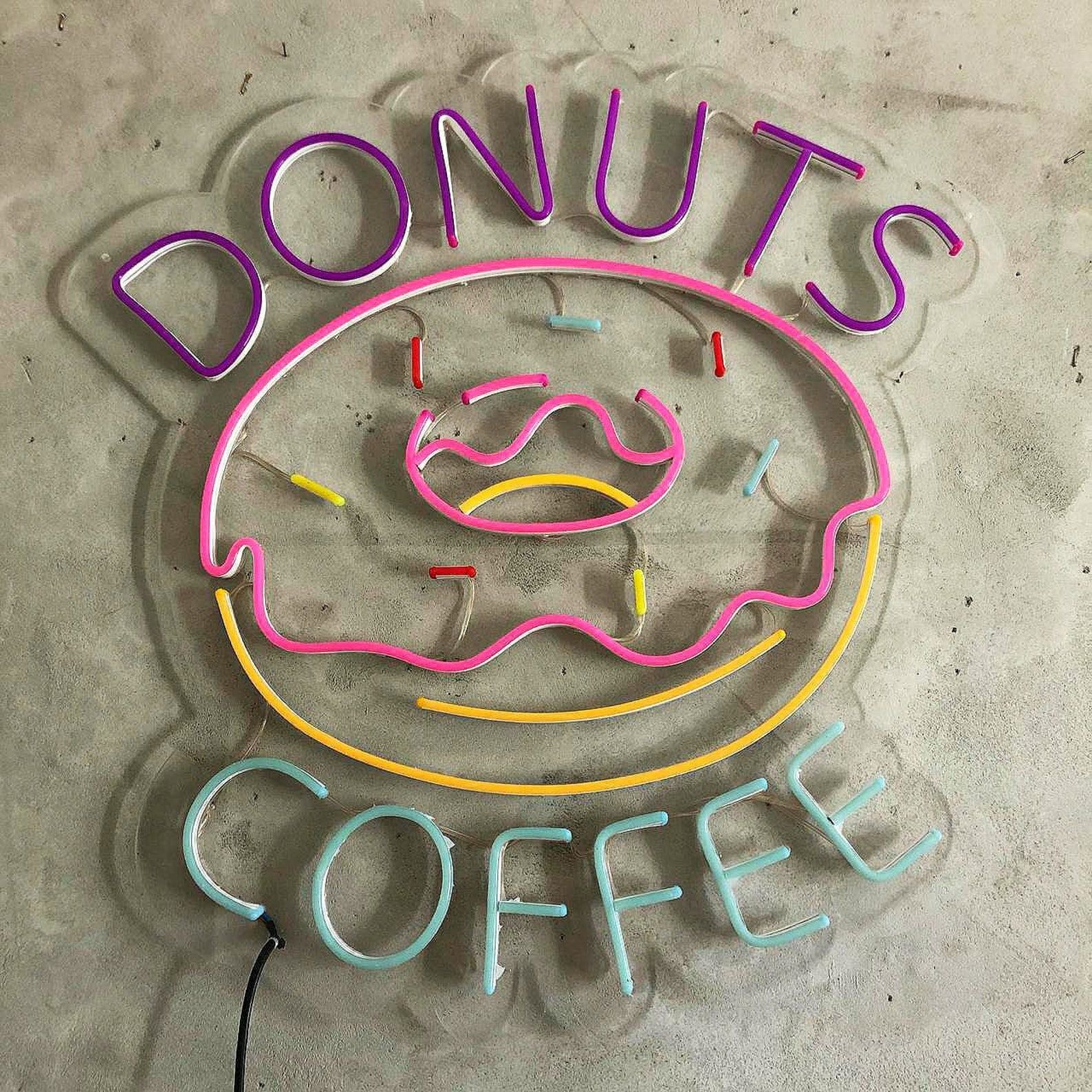 Donut Neon Sign Donut Multicolored Neon Sign Eat Neon Sign Custom Neon Sign Wall Decor Neon