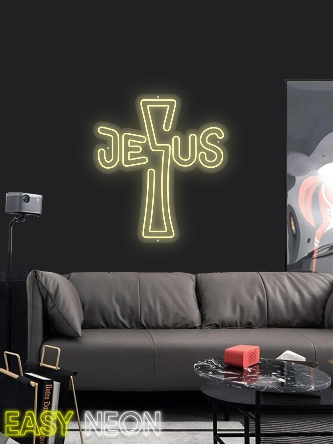 Jesus Cross Neon Sign – Christian LED Wall Light, Religious Home Decor ...