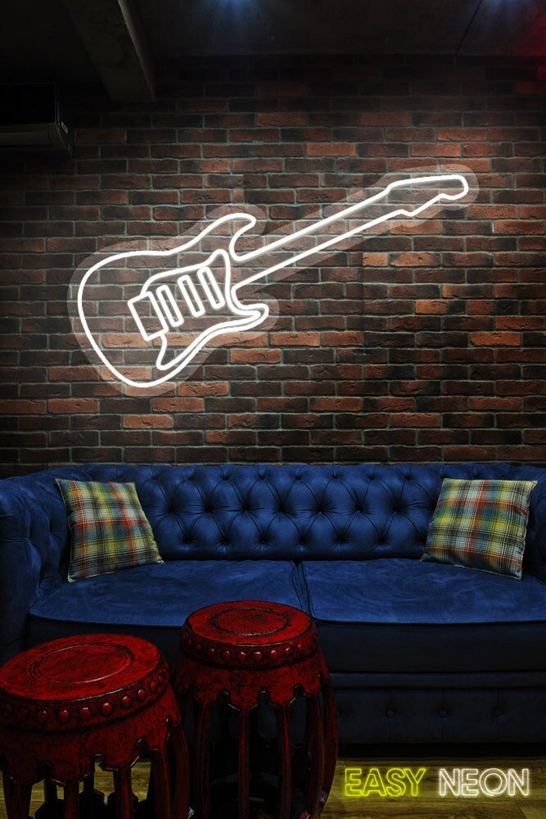Guitar Neon Sign Electric Guitar Guitar Gifts Bedroom Neon - Etsy