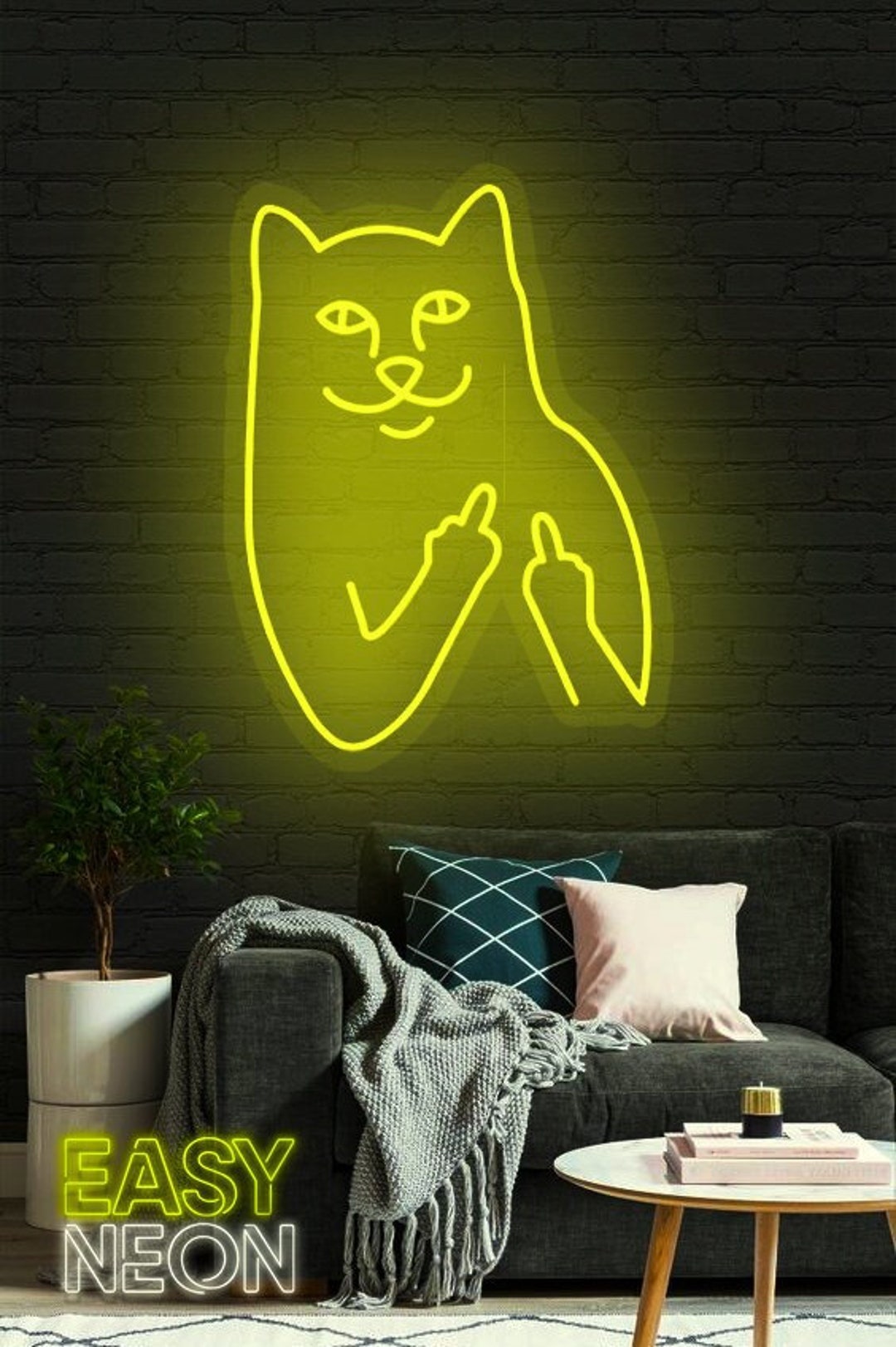 Funny Cat Neon Sign LED Wall Light – Meme Cat Room Decor for Bedroom ...
