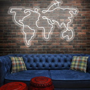 Travel Map World Map LED Neon Sign Wall Decor Wall Sign | Etsy