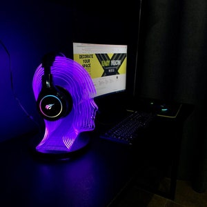 LED Headphone Stand, Holder or Hanger With Color Changing Light ...