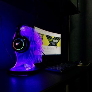 LED Headphone Stand, Holder or Hanger With Color Changing Light ...