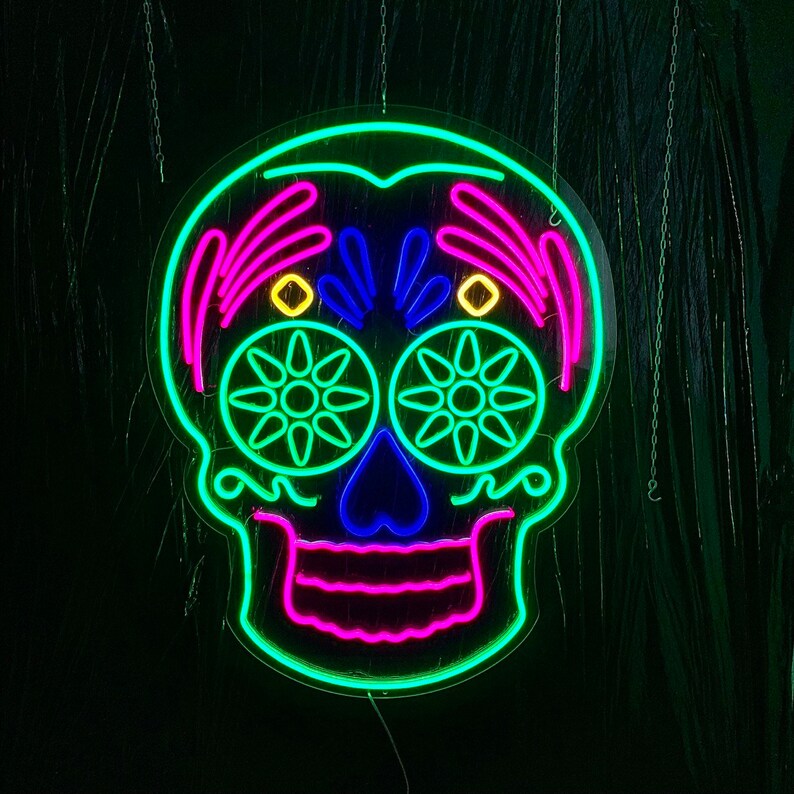 Calavera Led Neon Sign Wall Decor Wall Sign Neon Lights - Etsy
