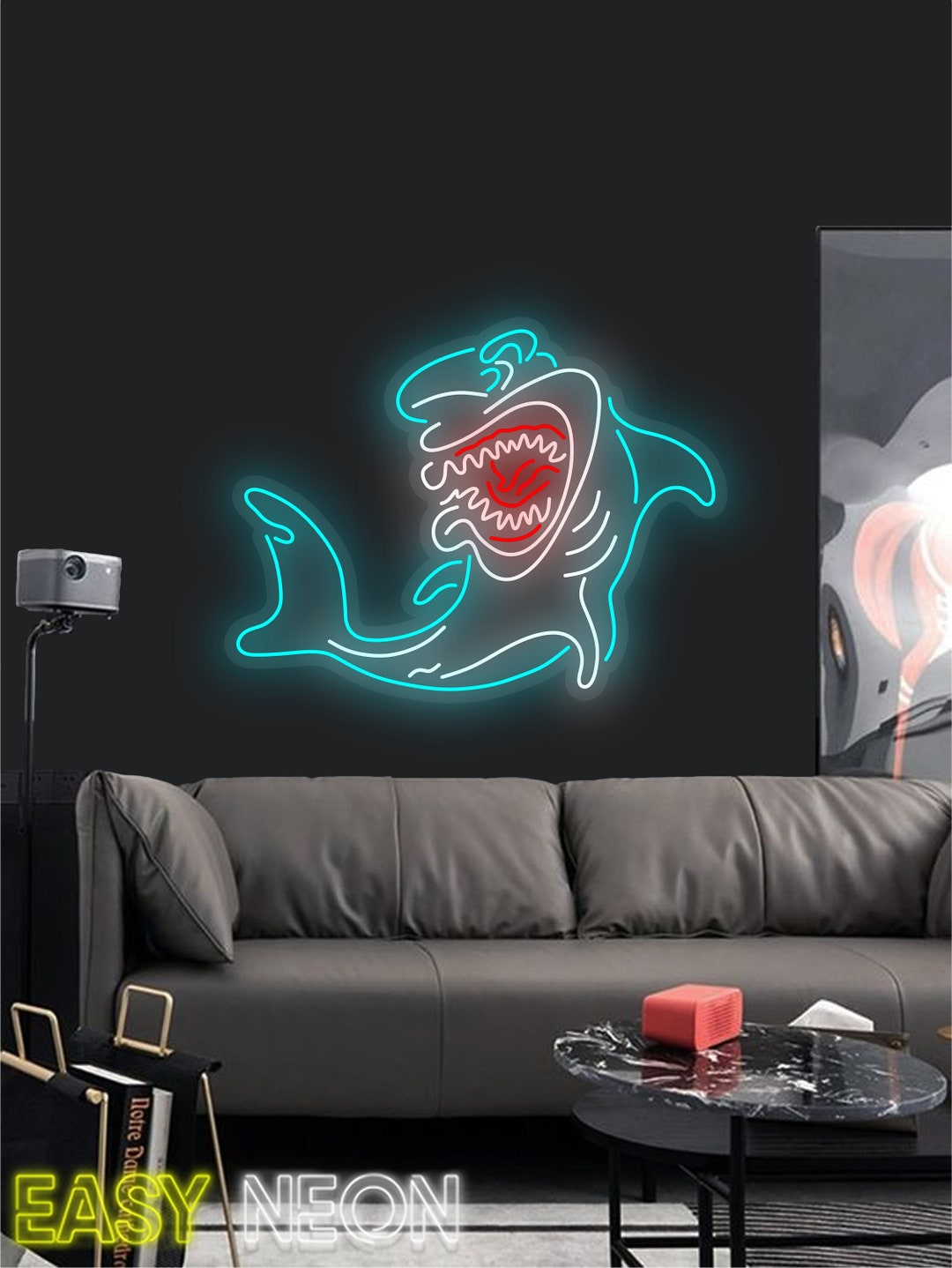 Neon Shark Light, Neon Sign Decor, Shark Bedroom Neon Sign, LED Sea ...
