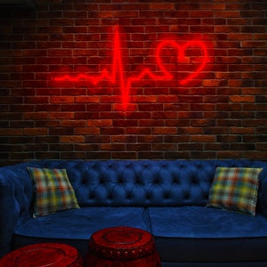 Heartbeat Neon Sign LED Neon Sign, Wall Decor, Wall Sign, Love LED Sign ...