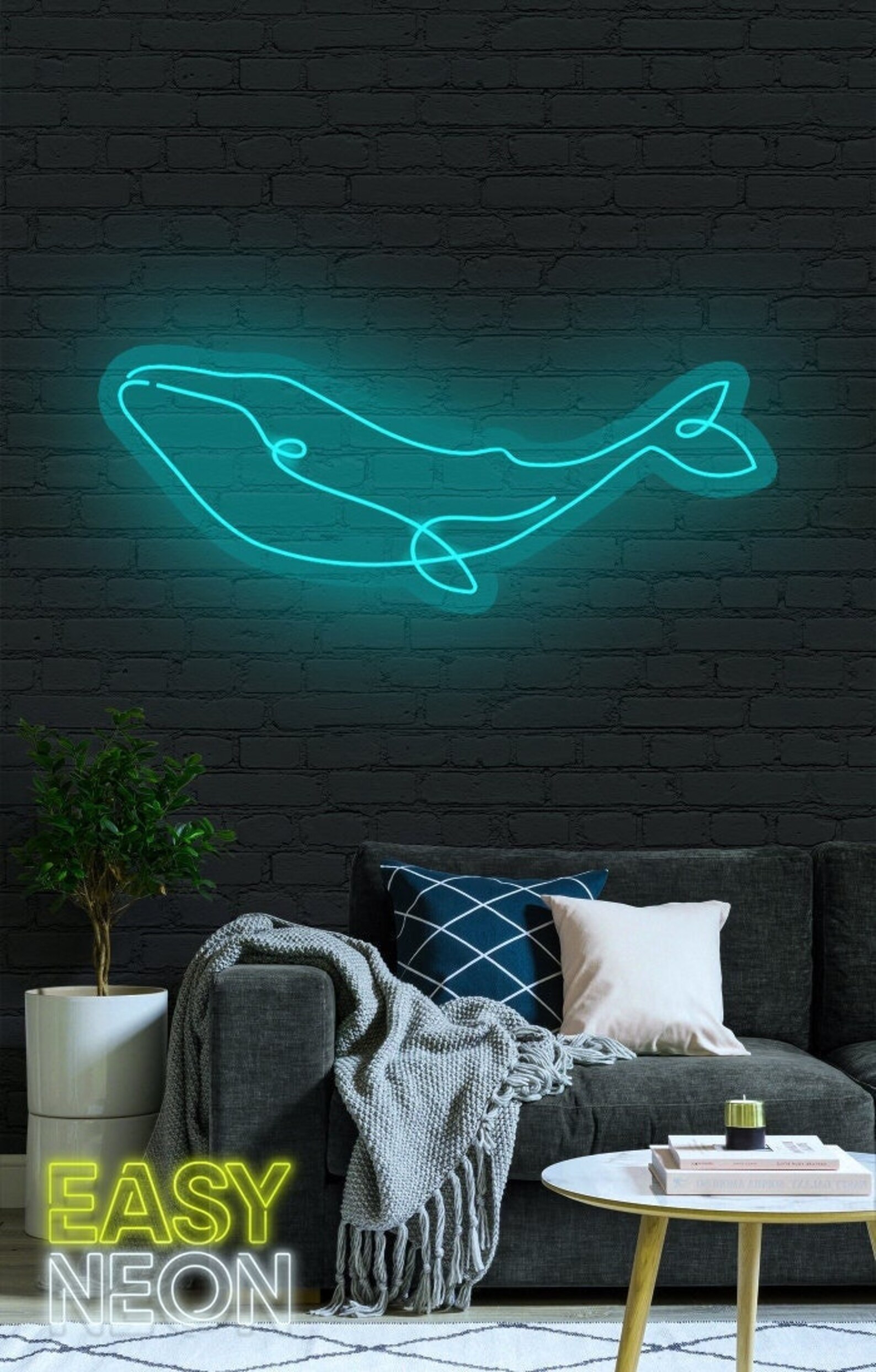 Neon Sign Whale Neon Sign Custom Neon Sign Eclectic Home - Etsy