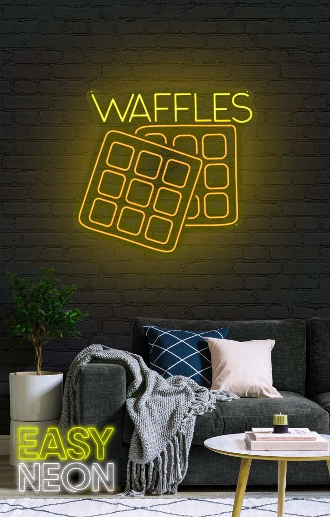 WAFFLE Advertising Light for Your Cafeteria, Gelateria, Your Logo ...