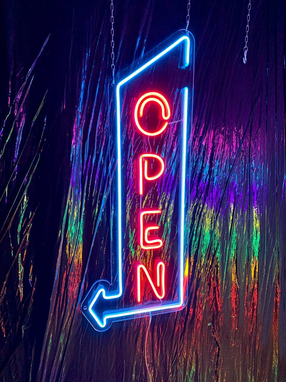 Open Vertical Neon Lamp Sign for Business Cafe Restaurant. - Etsy