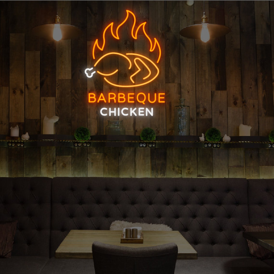 Barbecue Chicken Neon Sign LED Wall Light – BBQ Restaurant Cafe Kitchen ...