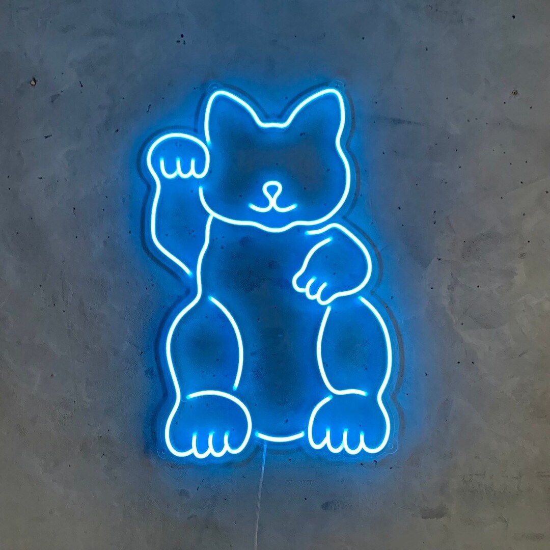 Maneki Neko Neon Sign, Cat Neon Sign, Lucky Cat Neon Sign, Fortune Cat ...