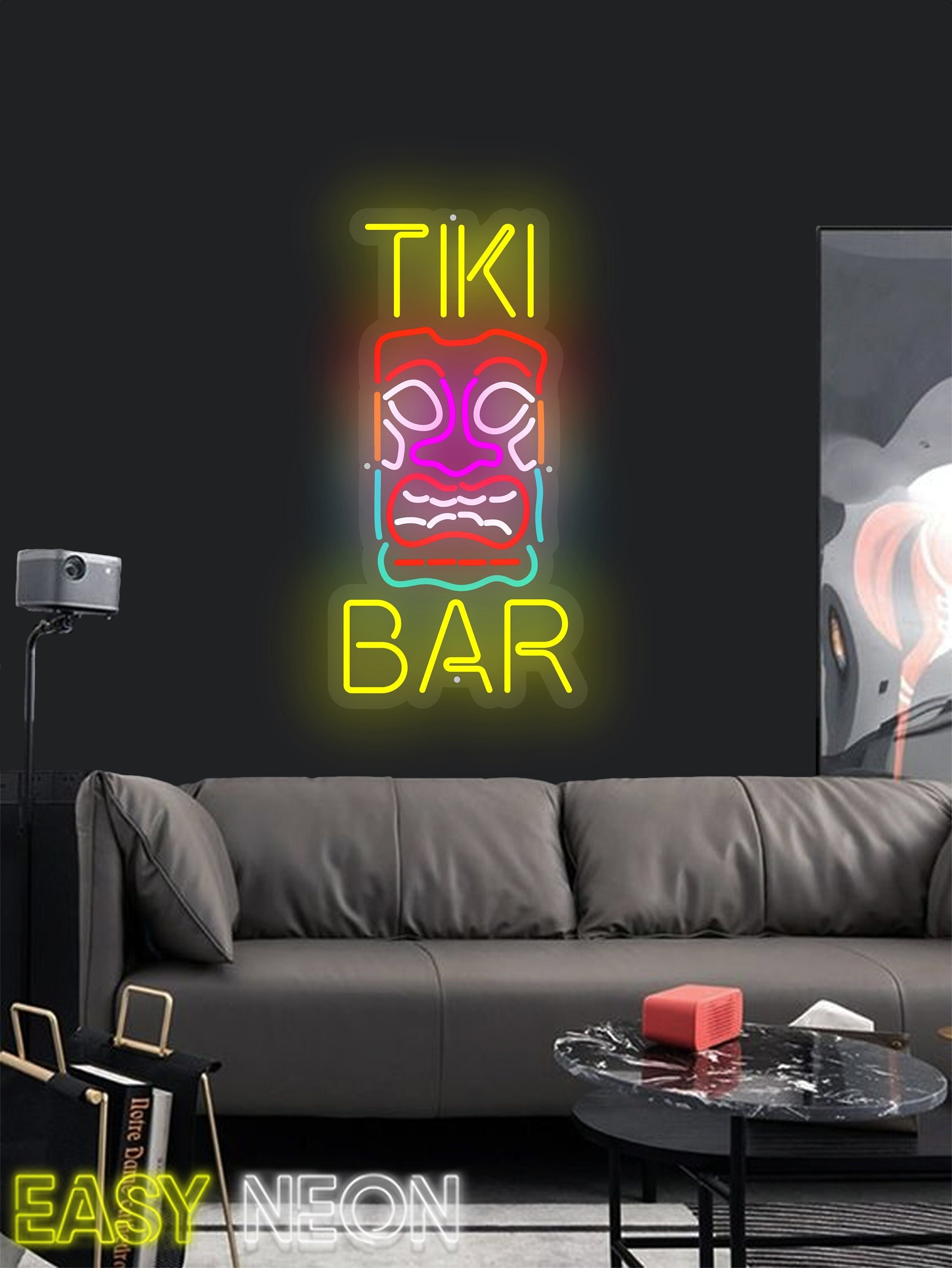 Tiki Bar Neon Sign, Tiki Bar LED Light, Tiki Logo Cocktail Neon Light ...