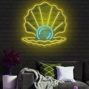 SEA SHELL Neon Sign, Wall Decor, Custom Sign, Marine Theme, Pearl Neon ...