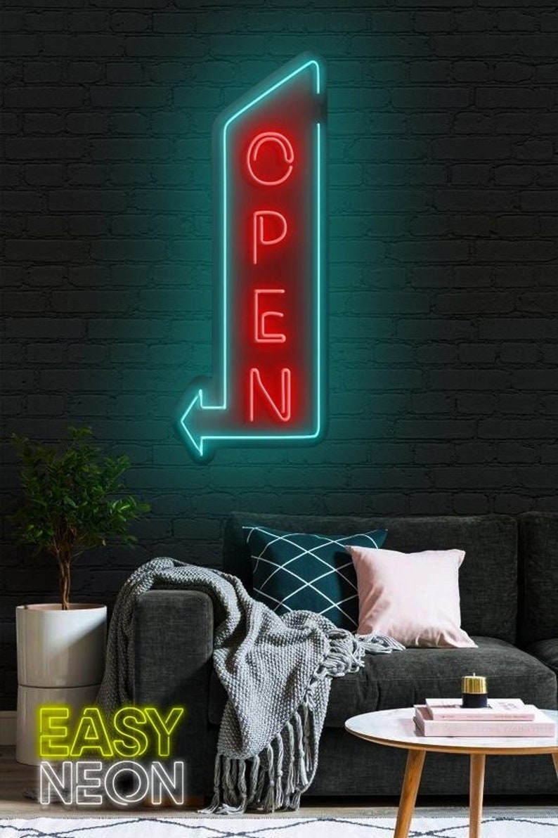 Open Vertical Neon Lamp Sign for Business Cafe Restaurant. - Etsy