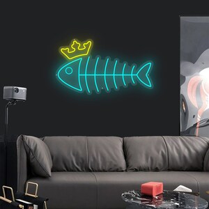 Fishbone Neon Sign LED Wall Light – Funky Bar Cafe Restaurant Decor ...