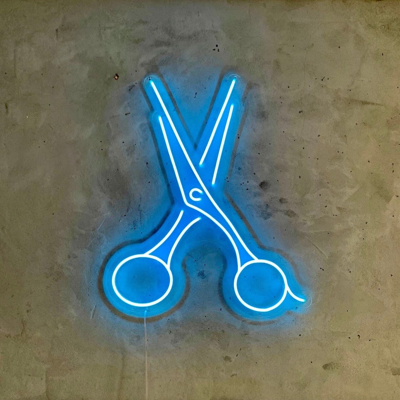 Barber Shop Scissors Neon Sign Hair Beauty Salon Unique Wall - Etsy