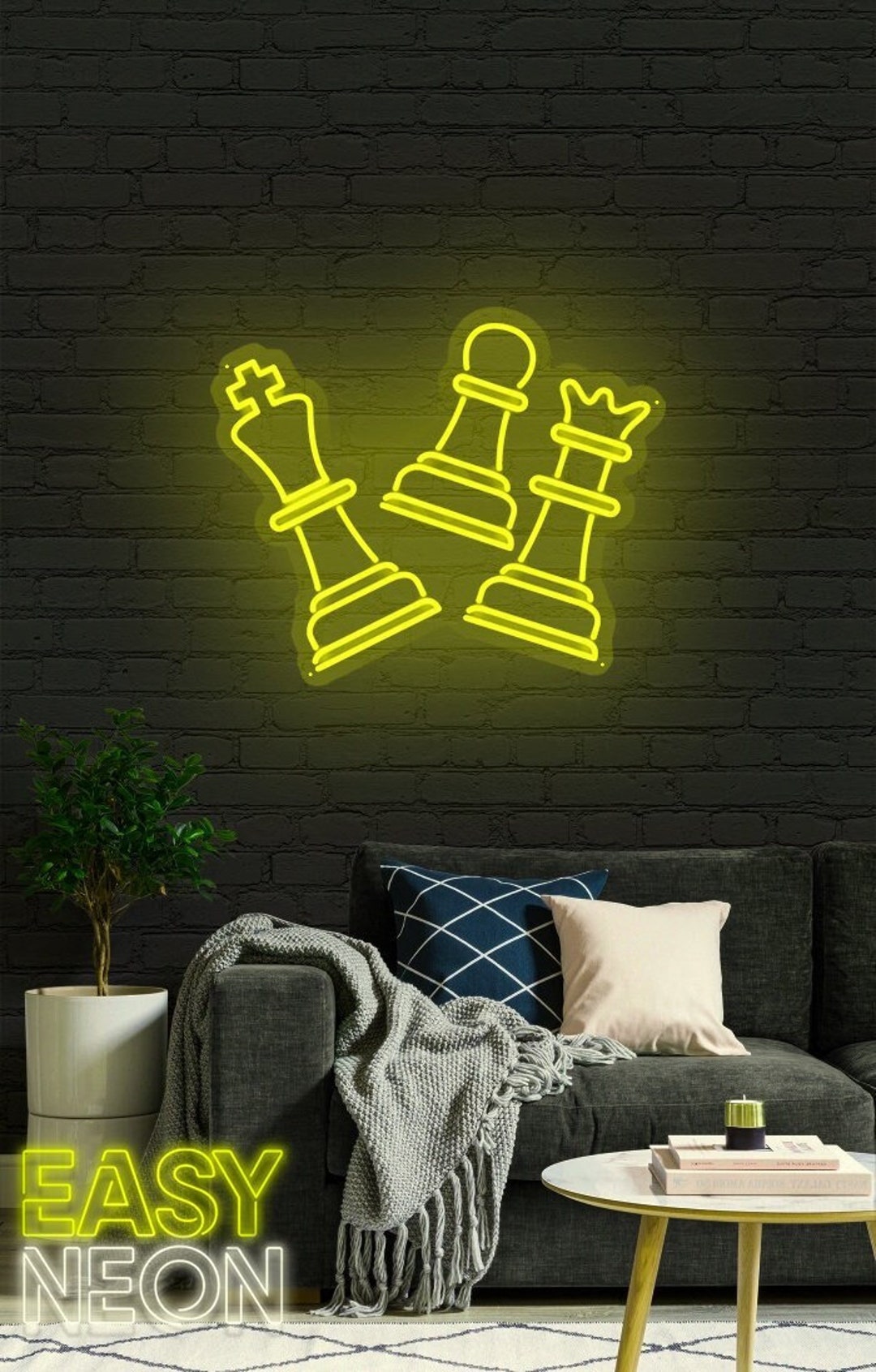Chess Neon Sign, Chess Club LED Light Sign, Custom Chess Pieces LED ...