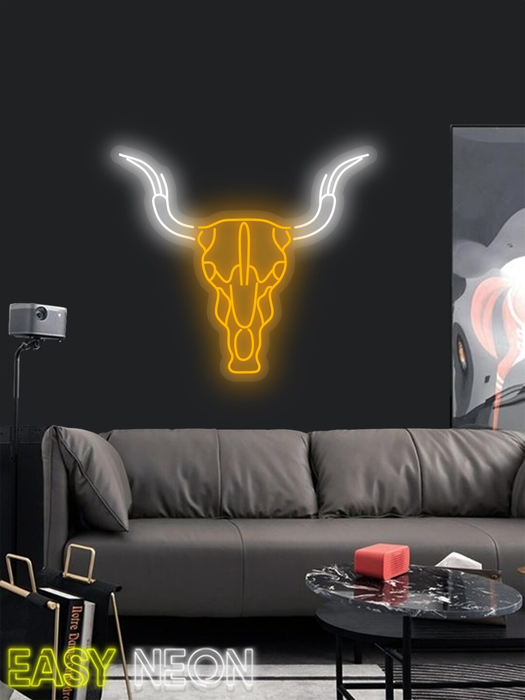 Bull Skulls, Bull Horn Neon Sign, Bull Skull Light Up, Cowboy Neon Sign ...