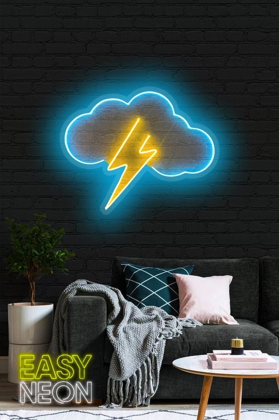 Neon Lightning Lightning Bolt Vintage Retro Graphic Design | Etsy