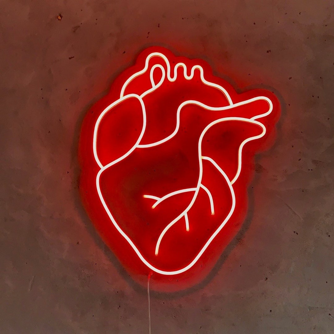 Neon Sign Led Neon Heart, Human Heart Neon Sign, Neon Sign for Home ...