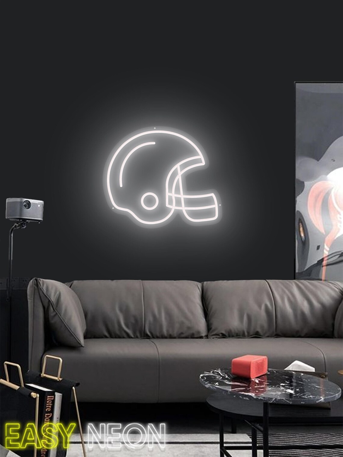 Football Helmet Neon Sign – LED Wall Light for Sports Bar, Game Room ...