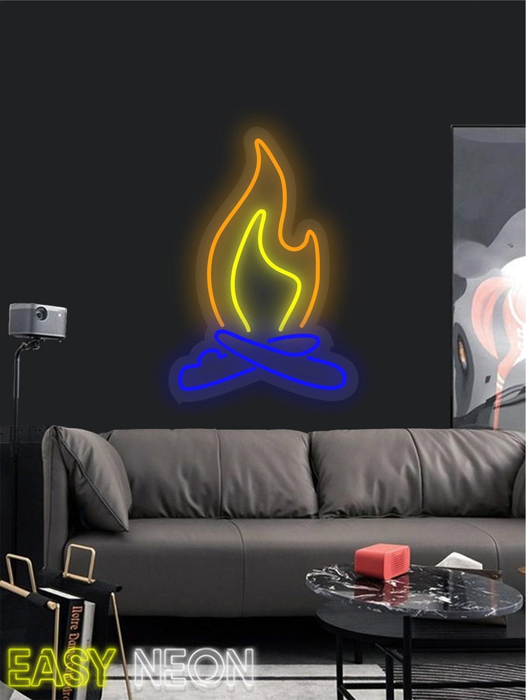 Fire Neon Sign,fire Led Sign,fire Neon Light,campfire Neon Sign ...