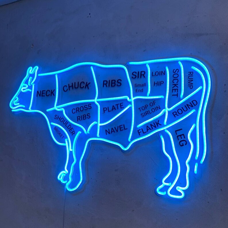 Cow Neon Sign Butcher Sign Neon Light Meat Neon Light Sign - Etsy