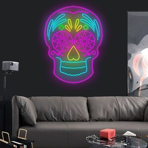 Calavera Led Neon Sign, Wall Decor, Wall Sign, Neon Lights, Mexican ...