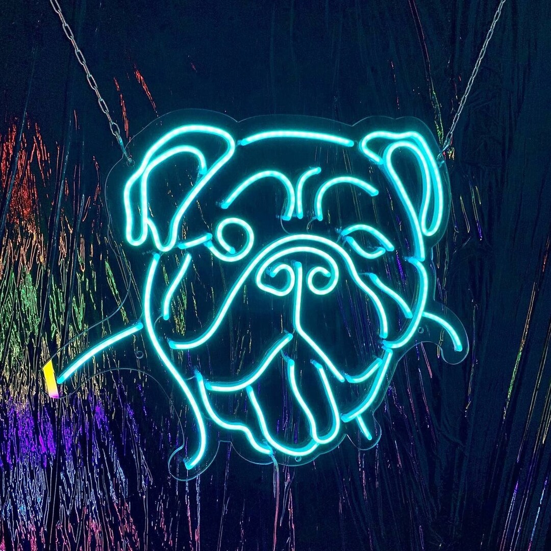 Bulldog Neon Sign – Dog LED Wall Light for Pet Lovers, Bar, Man Cave ...