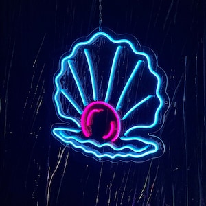 SEA SHELL Neon Sign, Wall Decor, Custom Sign, Marine Theme, Pearl Neon ...