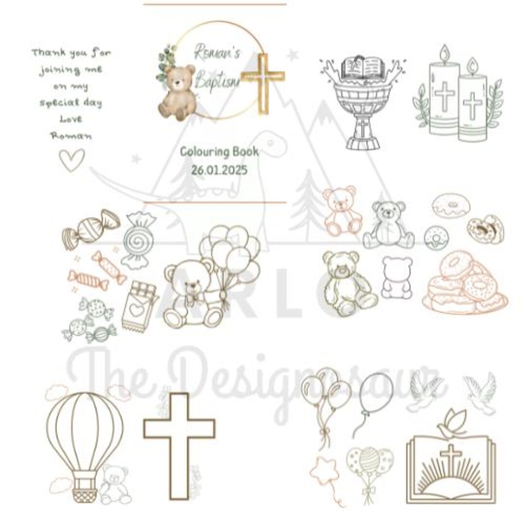 Baptism Activity Colouring Page Personalised Printable Christening ...