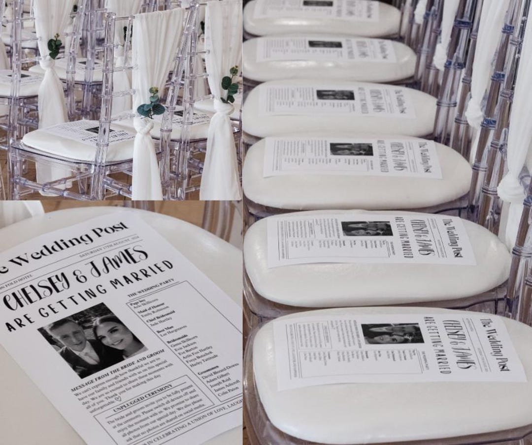 Newspaper Wedding Program Template, Editable Newspaper Wedding Ceremony ...