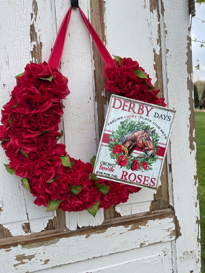 Derby Red Roses Wreath Run for the Rose's Kentucky Derby Horseshoe ...