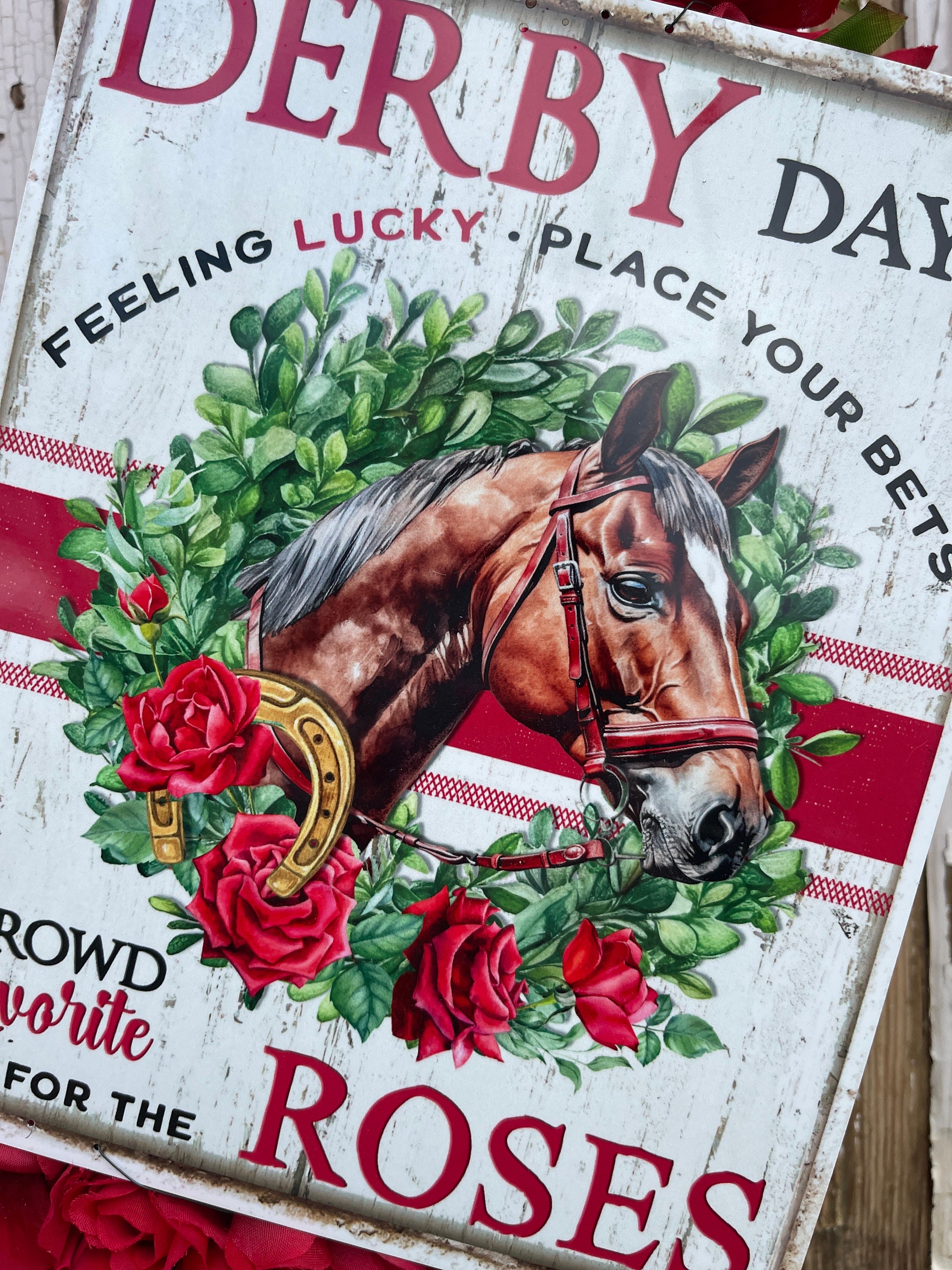 Derby Red Roses Wreath Run for the Rose's Kentucky Derby Horseshoe ...