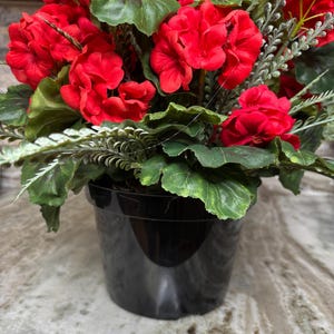 Red Geranium Urn Filler, Summer Artificial Flowers for Outdoors, Faux ...