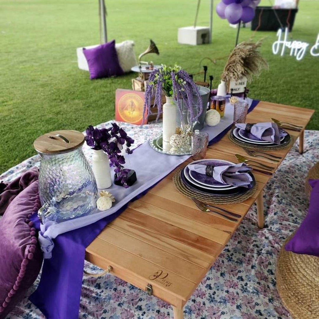 Wood Picnic Table: Folding Boho Wedding Table (28x71 Inc) - Etsy