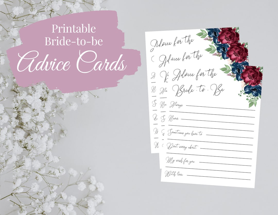 Printable Bride-to-be Advice Cards, Hen Party, Bachelorette Party ...