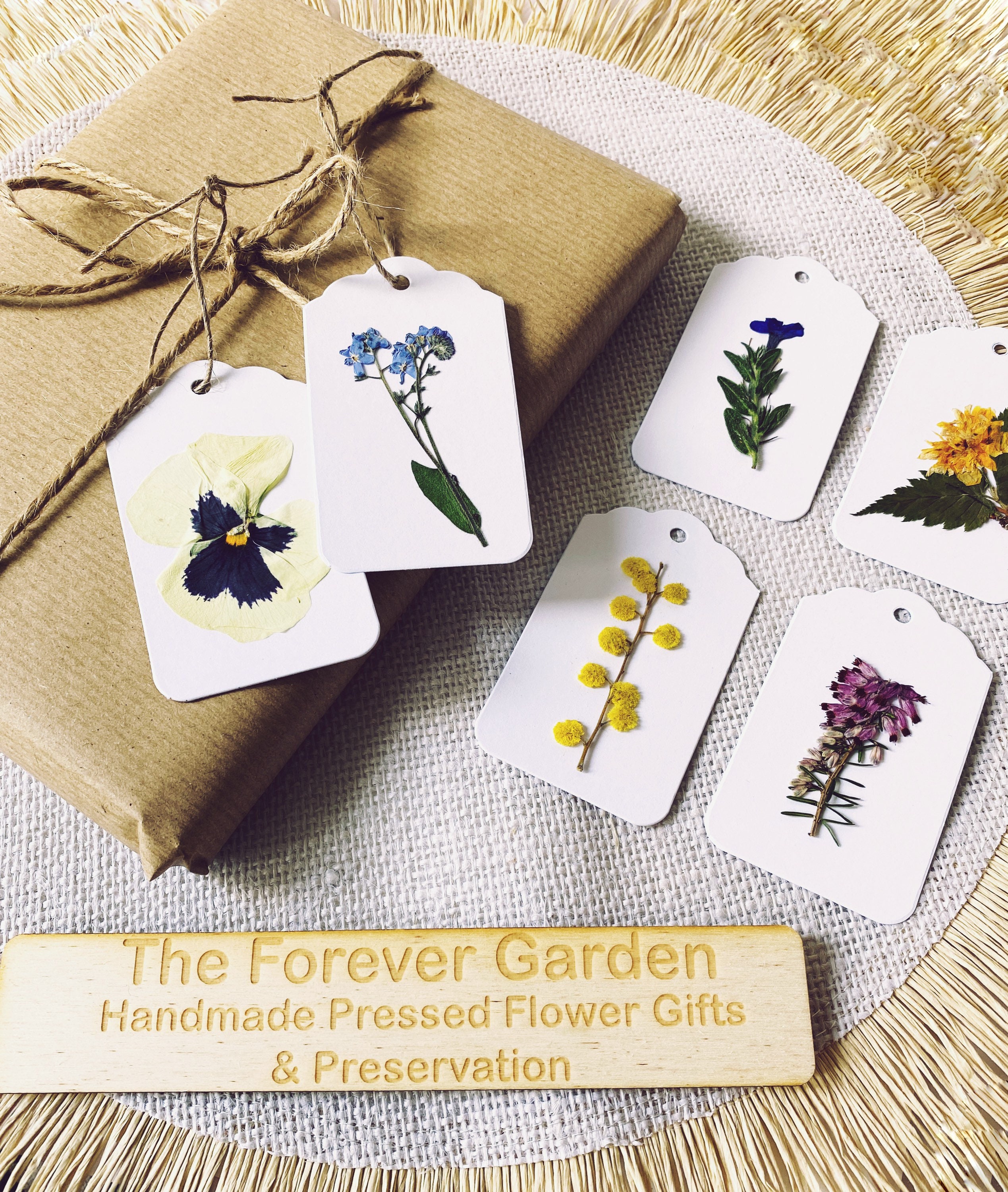 Pressed Flower Gift Tags, Wedding Favour, Botanical Stationary, Pack of ...