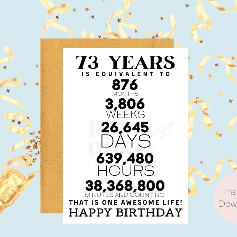 73 Years Old Birthday Card - Etsy