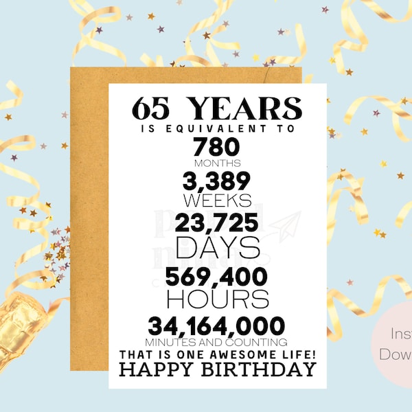 65th Birthday Card - Etsy