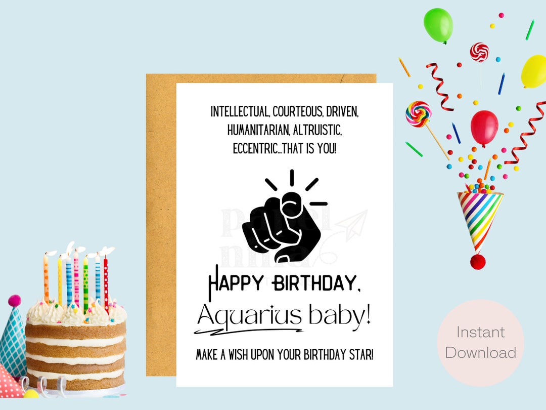Aquarius Birthday Card | Zodiac Sign | Funny and Witty | Greeting Card ...