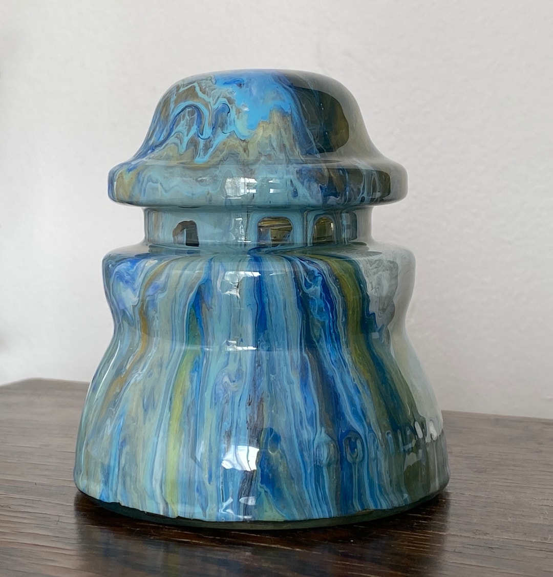 Antique Glass Insulator Paint Pour Cozy Decor Niche Glass Gift Fluid ...