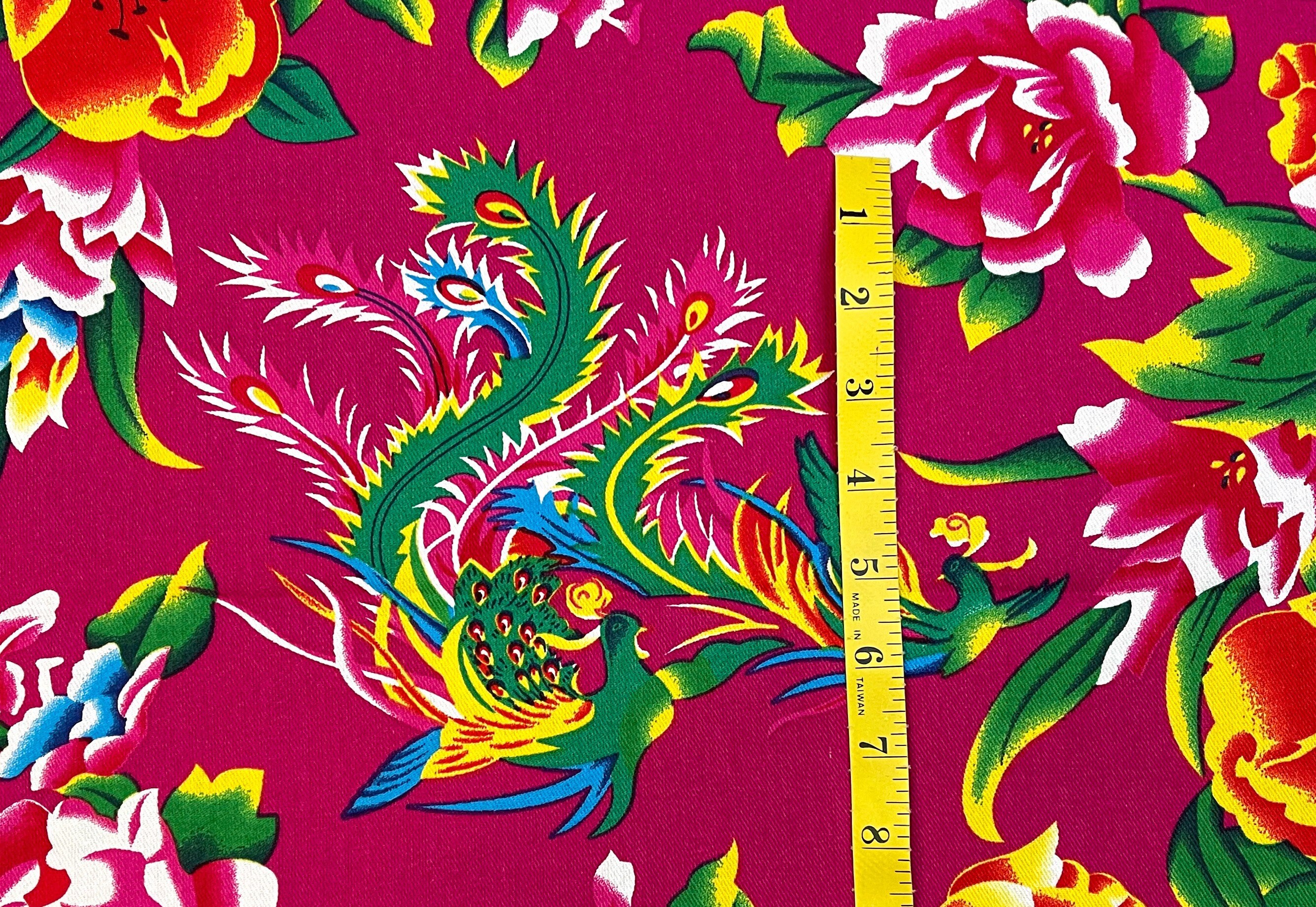 Phoenix With Peonies on Magenta Sold by the 1/2 Yard - Etsy