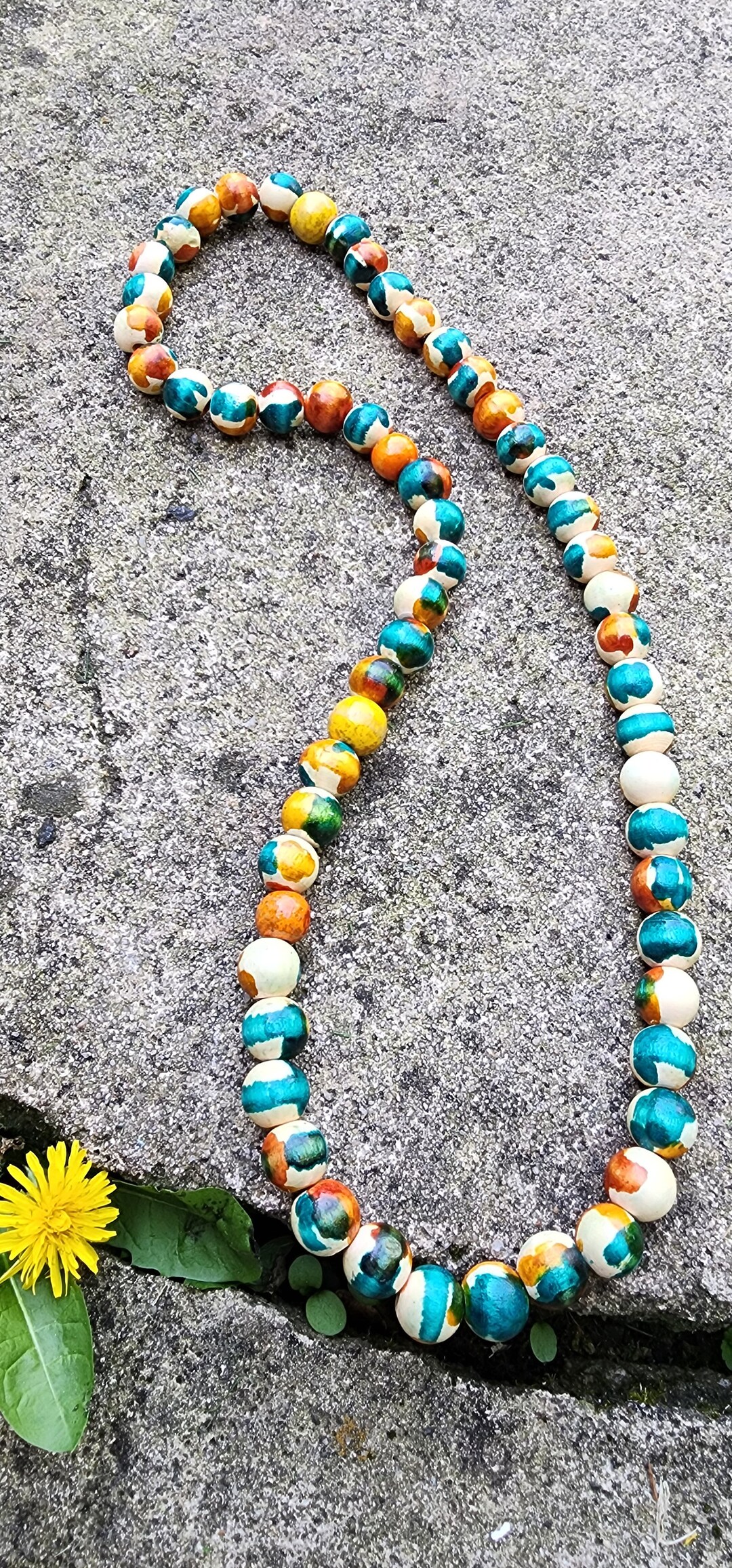 Wooden Bead Ink Painted Necklace "nature's Beauty, Art's Expression ...