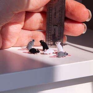 Miniature Mice Kit of 6 Pcs, Mouse Pet in 1:12 Twelfth Scale for Doll ...